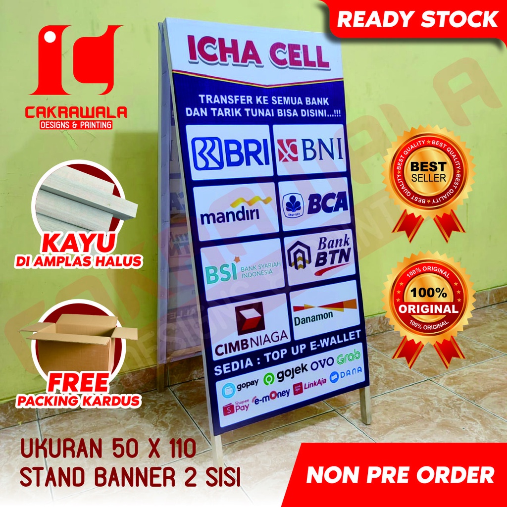 Jual STAND BANNER KAYU KONTER CELL UKURAN 50 X 110 - STANDING BANNER ...