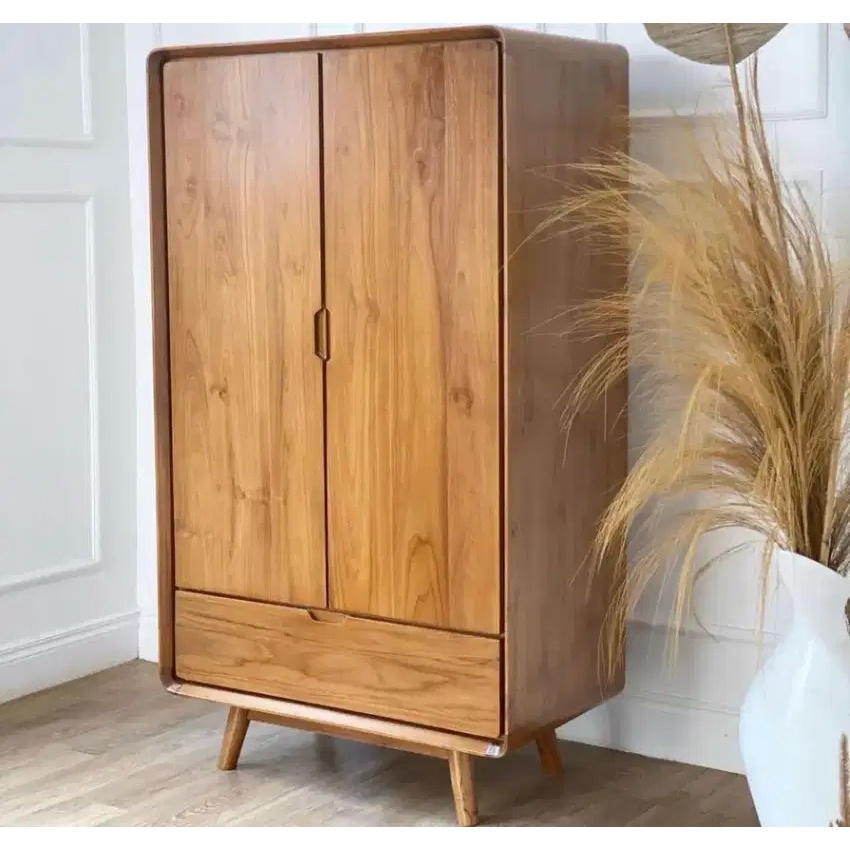 Jual Almari Pakaian Minimalis Kayu Jati Model Retro Lemari Kayu Jati ...