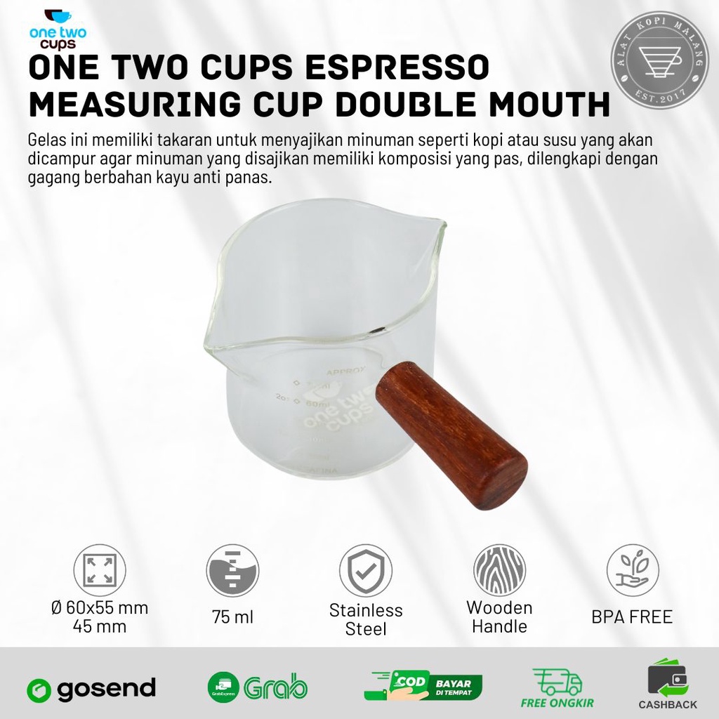 Jual Gelas Takar Espresso Measuring Cup Double Mouth 75ml | Shopee ...