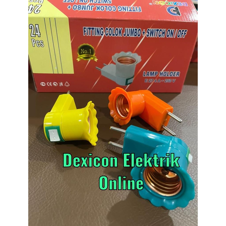 Jual fitting colok on/off colour /fitting colok/fitting lampu/lamp ...