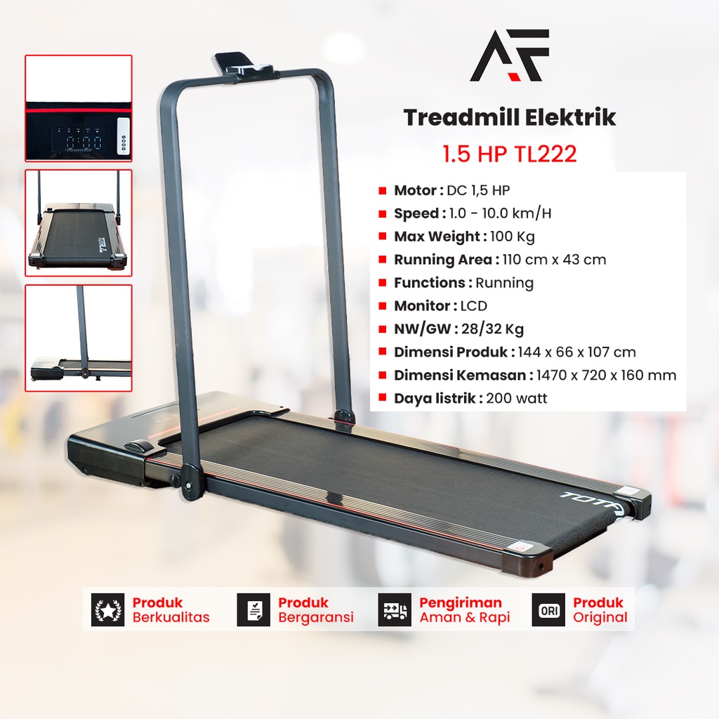 Jual Treadmill Elektrik TL222 alat fitness Walking Pad Hemat Daya ...