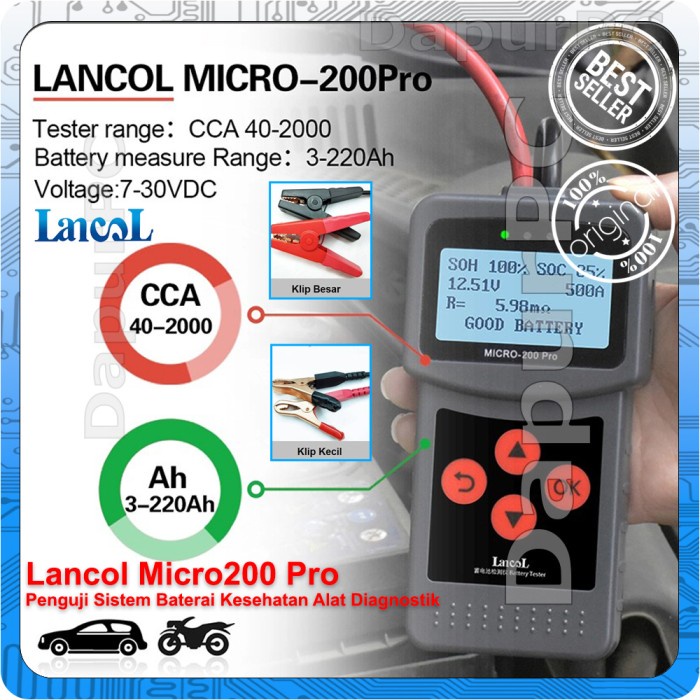 Jual Lancol Micro-200 Pro Alat Test Aki Digital Battery Tester Motor ...