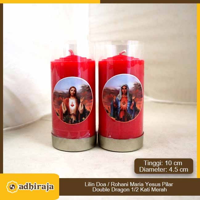 Jual Lilin Misa Ibadah Doa Rohani Yesus Maria Merah Pilar 1/2 Kati ...