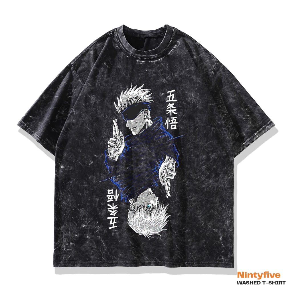 Jual Baju Anime Gojo Satoru Jujutsu Kaisen Oversize Washed by ...