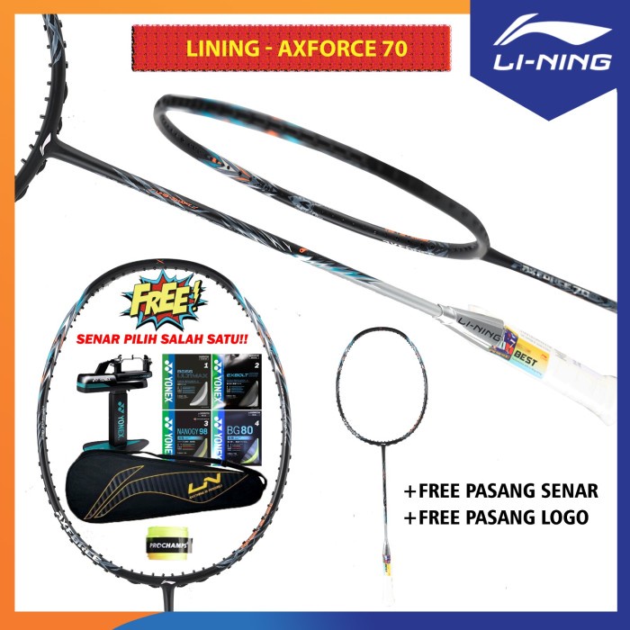 Jual RAKET BADMINTON LINING AXFORCE / AX FORCE 70-BLACK SILVER ORIGINAL ...