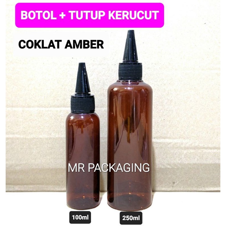 Jual Botol Kerucut Krucut Tinta coklat PET 250ml 100ml 500ml 80ml 30ml ...
