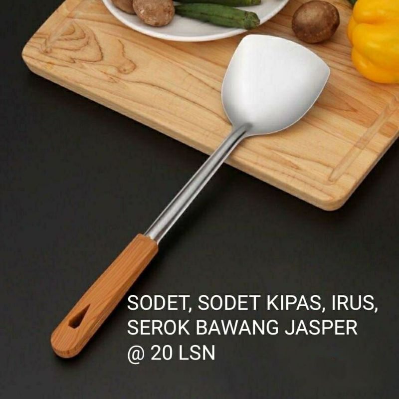 Jual Sendok goreng dan sop gagang kayu, stainless steel tebal | Shopee ...