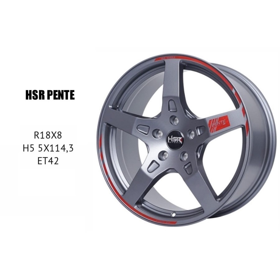 Jual Velg Mobil HSR Pente Ring 18 Velg HSR Pente R18 Semi Matt Grey ...