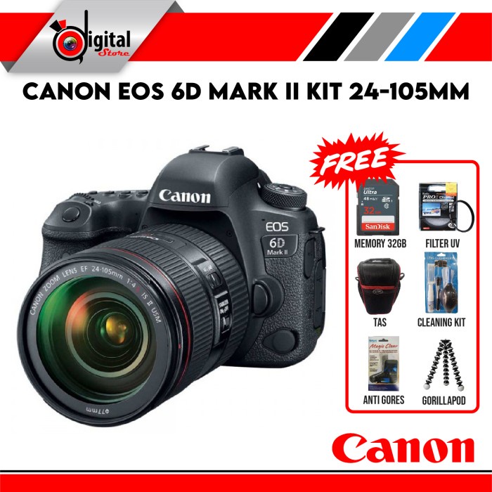 Jual CANON EOS 6D MARK II KIT 24-105MM F/4L IS II USM LENS - PAKETAN ...