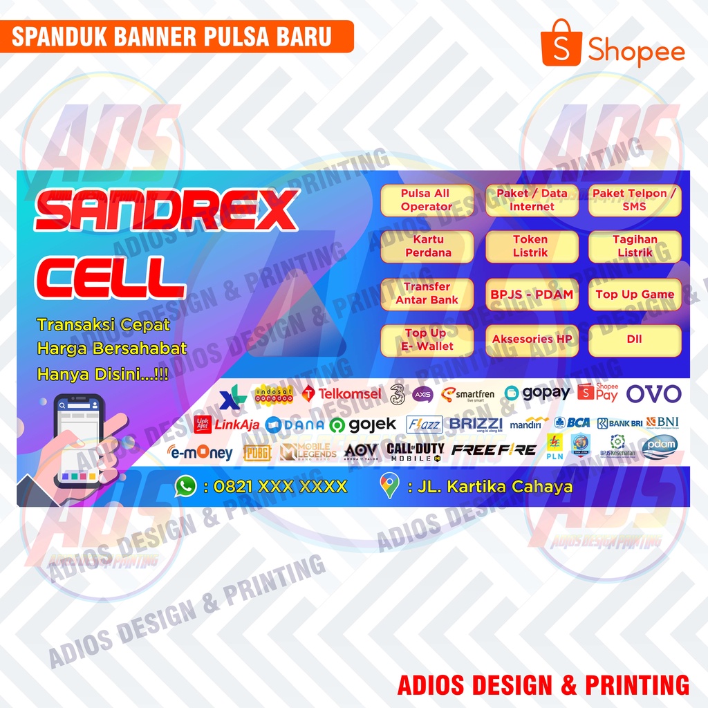 Jual Banner / Spanduk Konter Pulsa / Spanduk Pulsa Biru | Shopee Indonesia