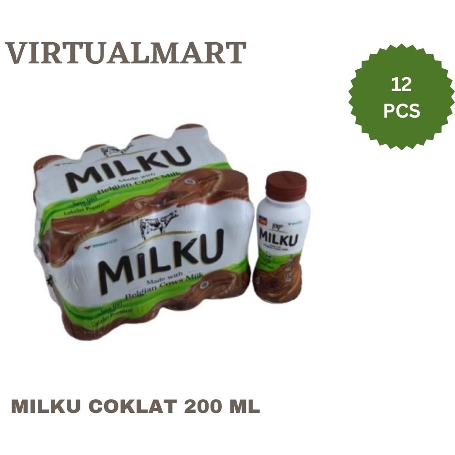 Jual Susu Milku Kemasan Botol Rasa Coklat 200 Ml 1 Pack 12 Botol ...