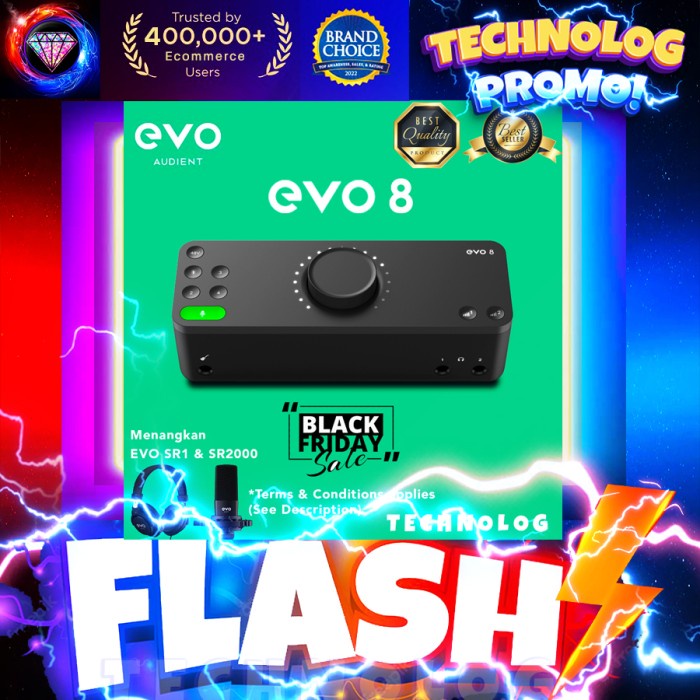 Jual EVO 8 SOUNDCARD STUDIO REKAMAN TERBAIK / EVO8 USB AUDIO INTERFACE ...
