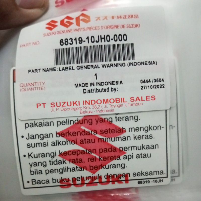 Jual stiker set label peringatan, tekanan ban dan label tanki bensin ...