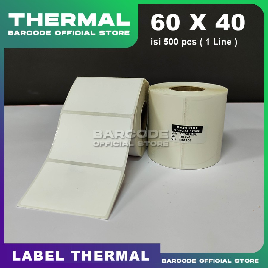Jual Label Thermal Ukuran 60 x 40 mm Isi 500 Roll Sticker Barcode 500 ...