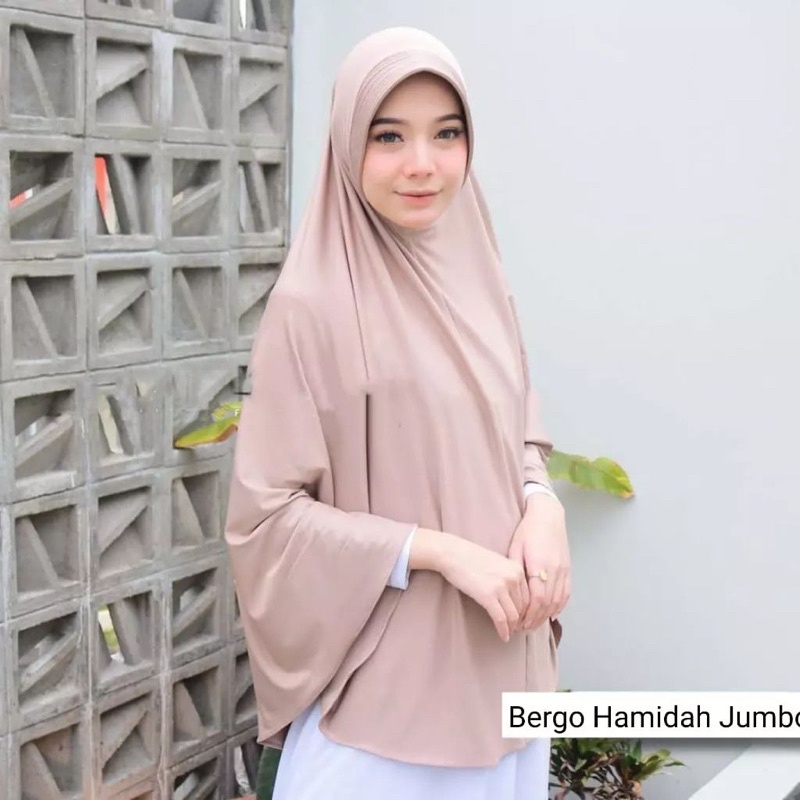 Jual Hijab/Jilbab Khimar Bergo Hamidah Semi jumbo Label AKRILIK Jersey Premium | Jilbab Bergo ...