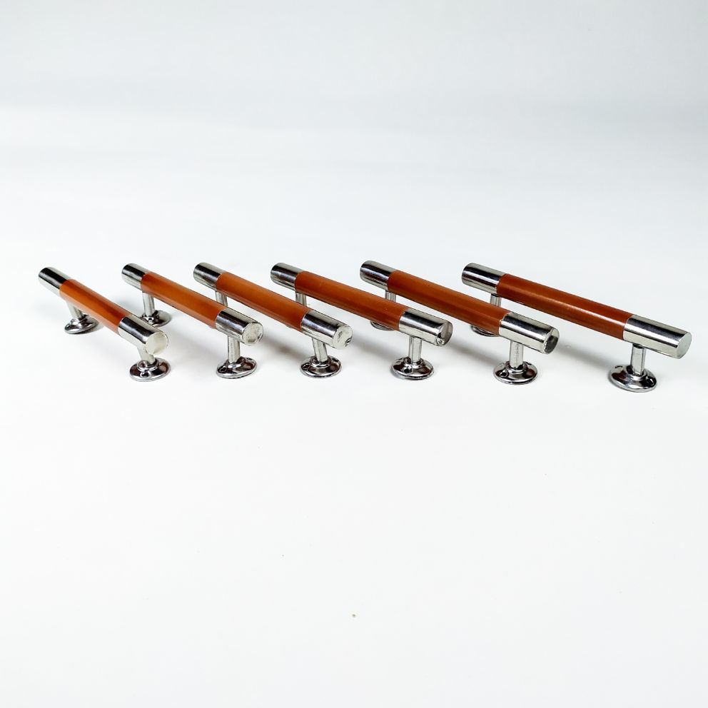 Jual paket 6 biji handle lemari bulat 12 coklat kayu handle laci ...