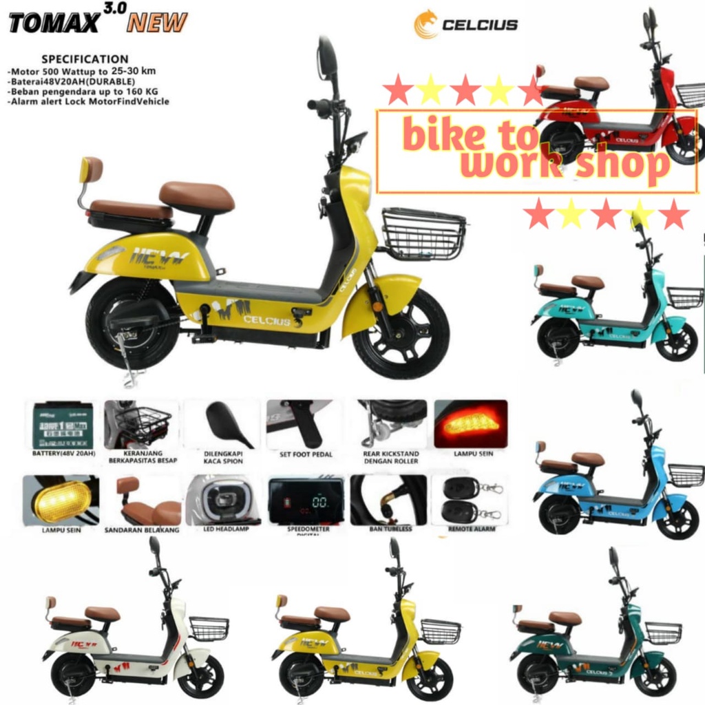 Jual SEPEDA LISTRIK CELCIUS TOMAX 1.0 2.0 3.0 E BIKE ELECTRIC 48V 500W ...