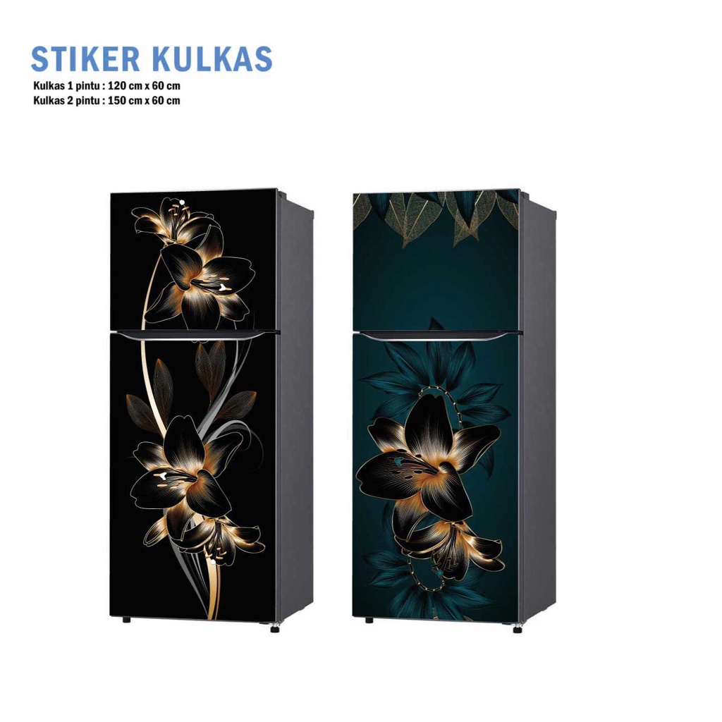 Jual Stiker Kulkas 1 Pintu dan Sticker Kulkas 2 pintu Bunga Emas ...