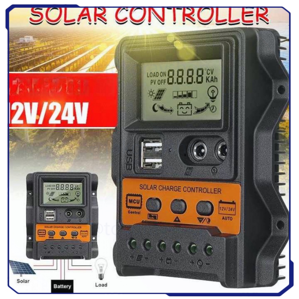Jual Solar Charge Controller LCD PWM Battery Regulator 12V/24V 30A - K-1688 | Shopee Indonesia