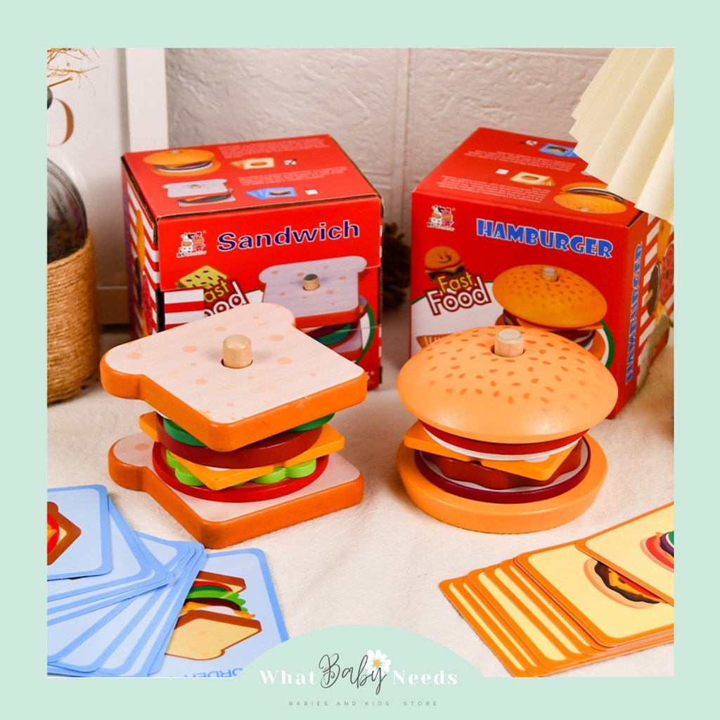 Jual Mainan Stack Kayu Burger dan Sandwich / Mainan Susun Kayu Anak ...