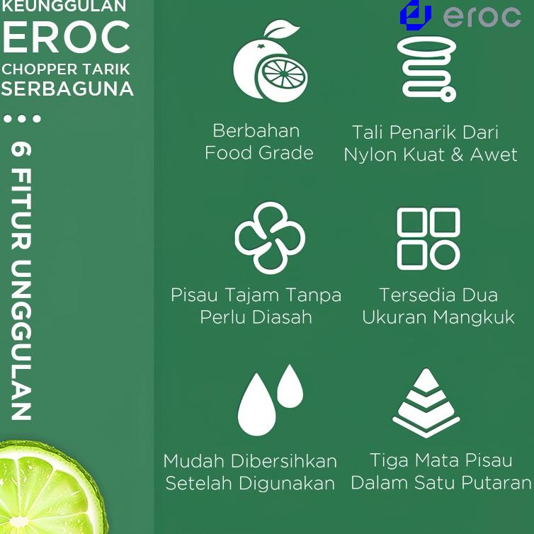 Jual EROC Multifunctional Food Chopper Processor 900ML Mini Pull Food ...