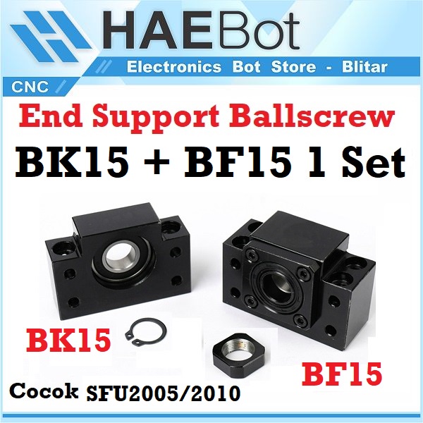 Jual [HAEBOT] BK15 BF15 BK BF 15 End Support Ballscrew SFU2005 Ball Screw Pillow Bearing Block ...