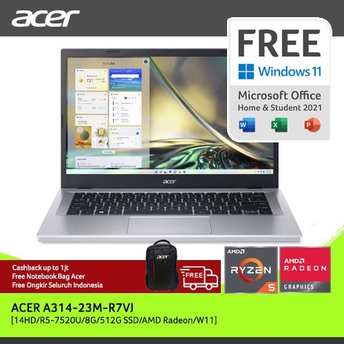 Jual (EX DEMO) ACER LAPTOP ASPIRE 3 A314-23M-R7VJ 14"HD AMD RYZEN R5 ...