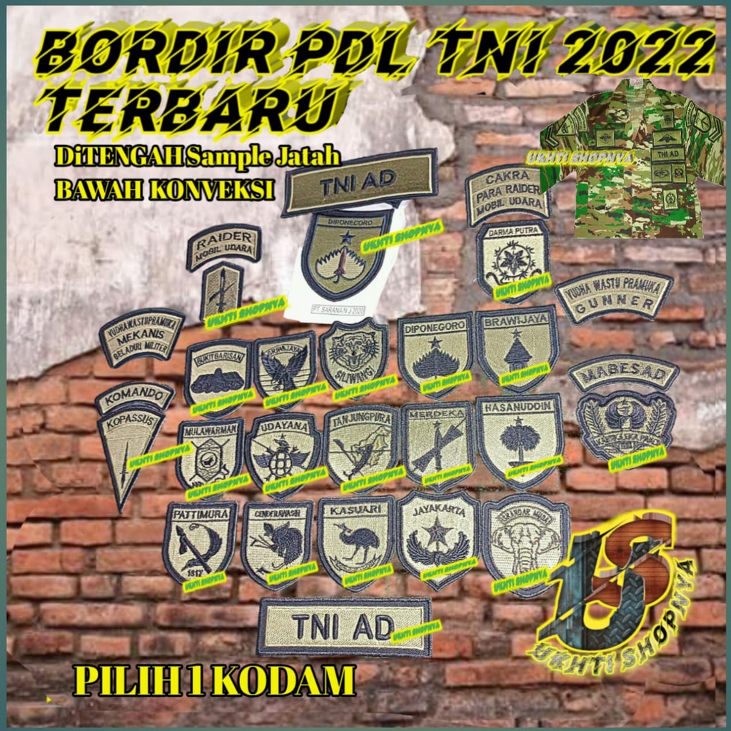 Jual PAPAN NAMA BORDIR KODAM TNI KASAD 2023 PANGKAT TERBARU NKRI MODEL BIASA SEMI JATAH PDL ...