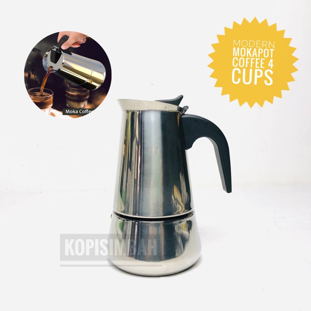 Jual Mokapot Stainless Steel 4 cups Kopi Coffee Espresso Maker Moka Pot ...