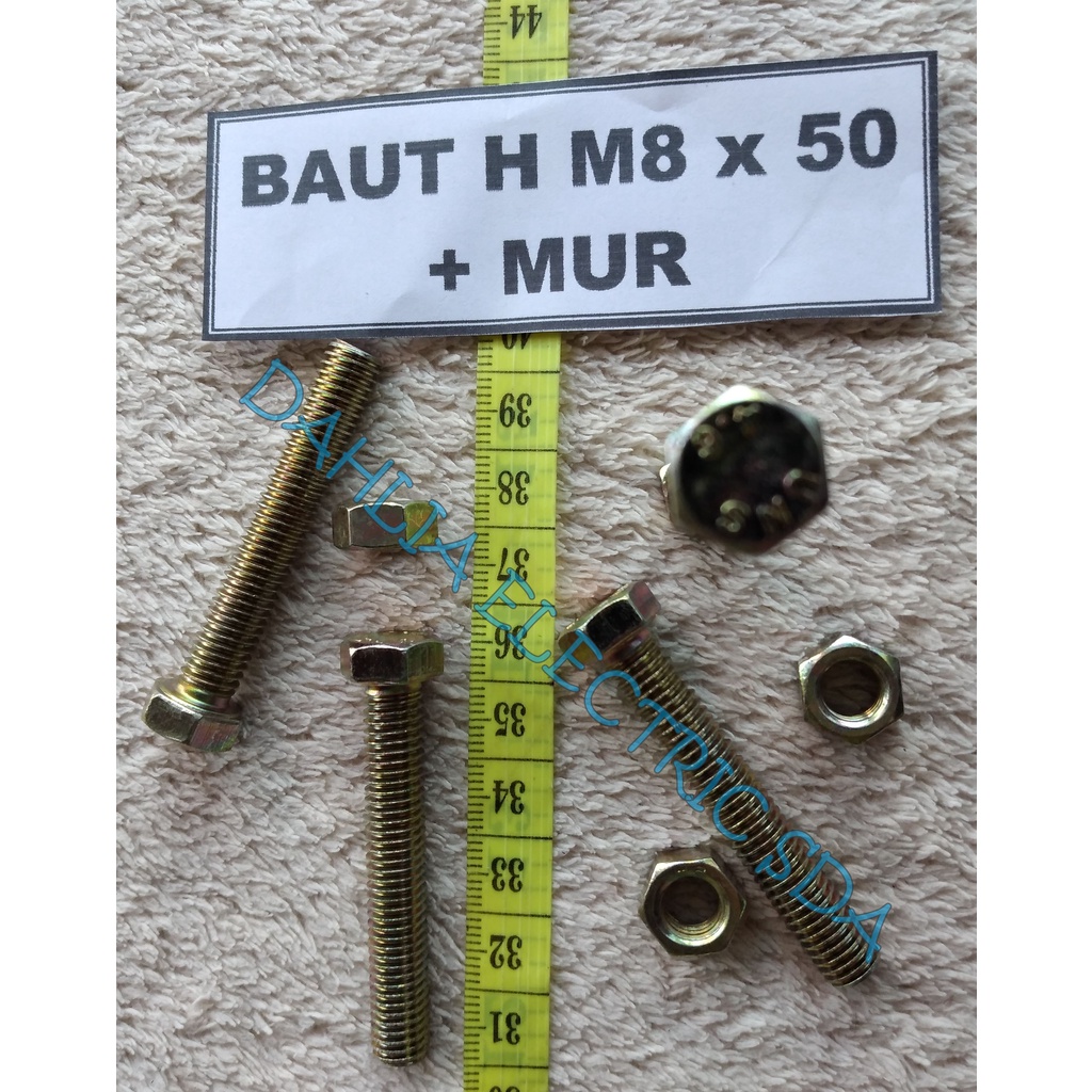 Jual BAUT H M8 x 50 + MUR (1 SET) | Shopee Indonesia