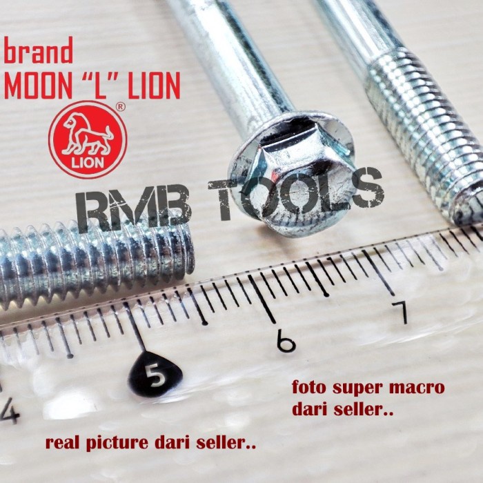 Jual M6x100 Baut Flange Bolt Putih K8 Drat 1.00 M6 / Baut Topi Putih M6 ...