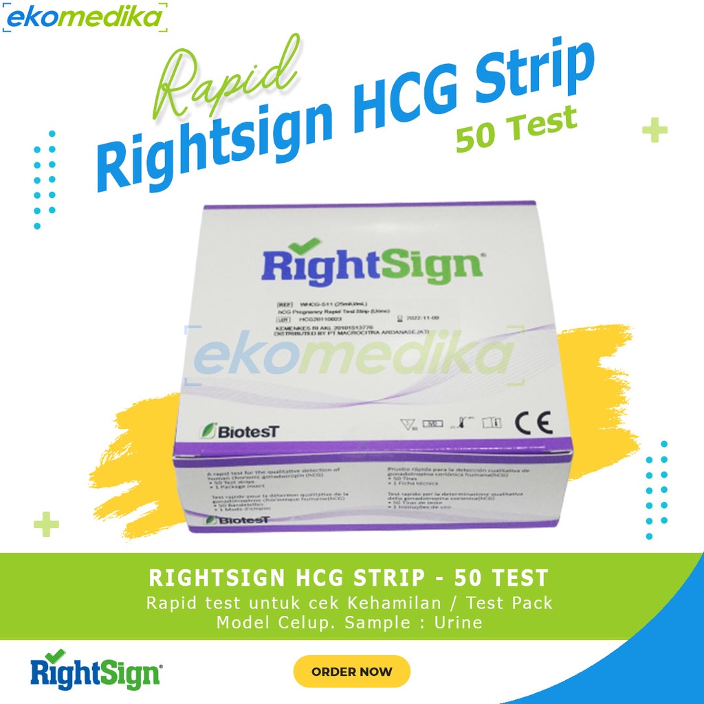 Jual HCG Strip RIGHTSIGN ISI 50 TEST KEHAMILAN RIGHT SIGN HCG URINE ...