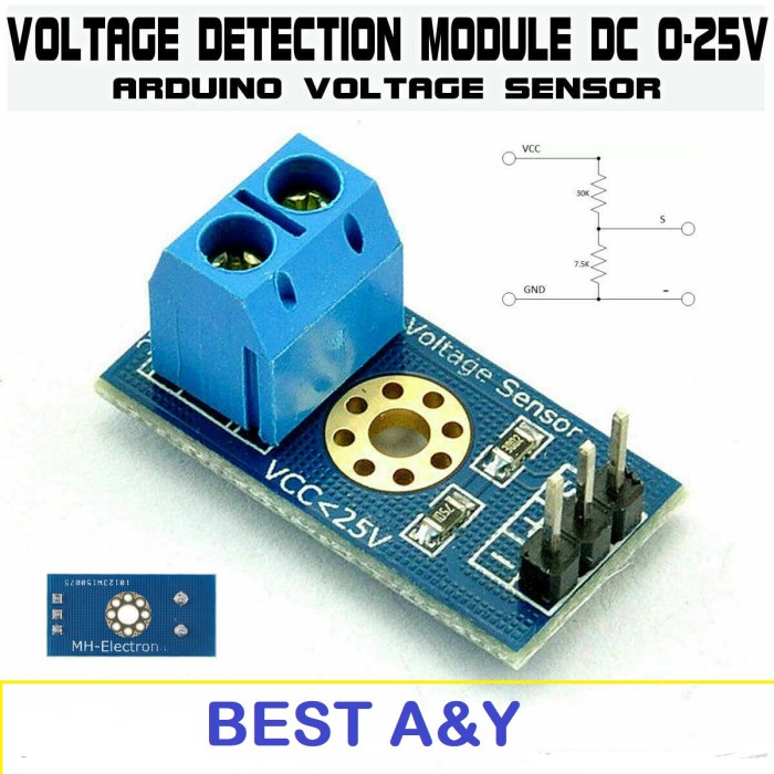 Jual Sensor Tegangan Voltage Detection Module Dc 0 25v Dc Arduino