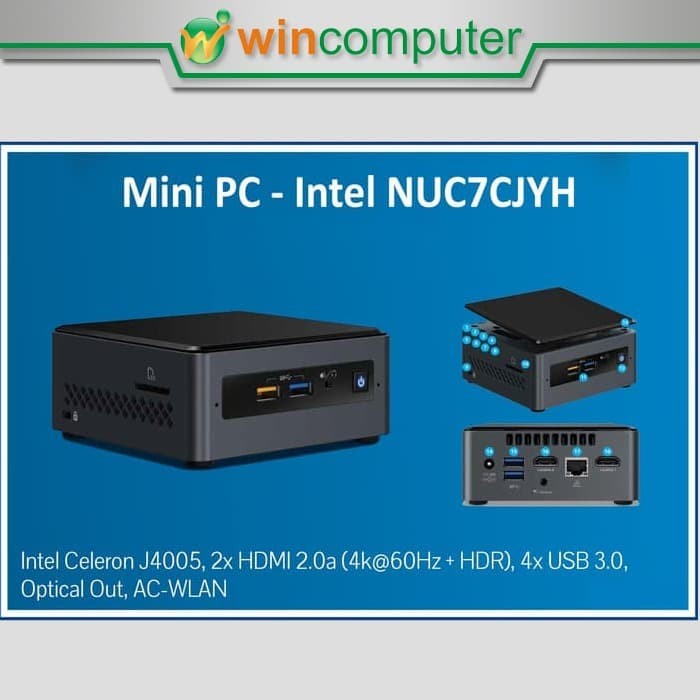 Jual Mini PC Intel NUC 7CJYH Full Set (SSD 512GB + RAM 4GB + Windows 10 ...