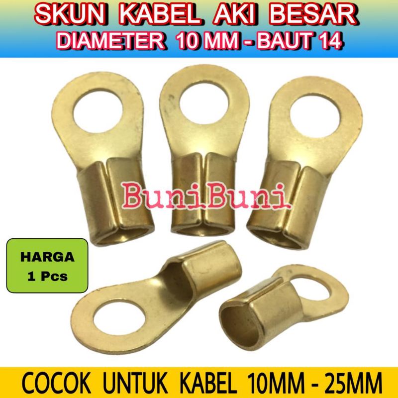 Jual TERMINAL Skun Klem Kabel Aki BESAR Ring BULAT M10 BAUT 14 - KUNING ...