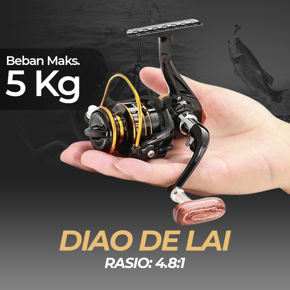 Jual Reel Pancing Spinning Fishing Reel Gear Ratio 4.8:1 Black Rell Non Power Handle Real Ril ...