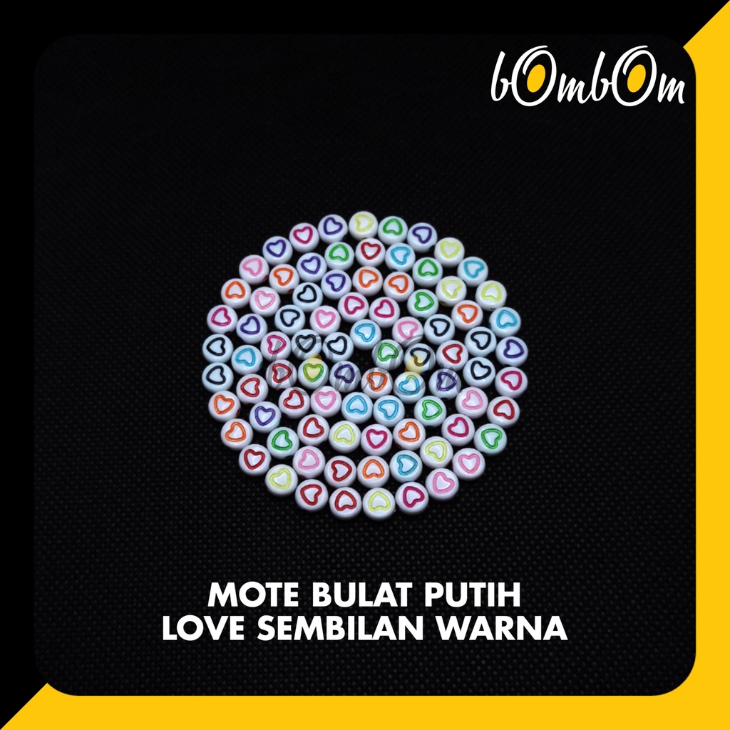 Jual [Pilih Warna] MB-07 Mote Bulat Putih Love Sembilan Warna / Mote Bulat Love / Mote Love ...