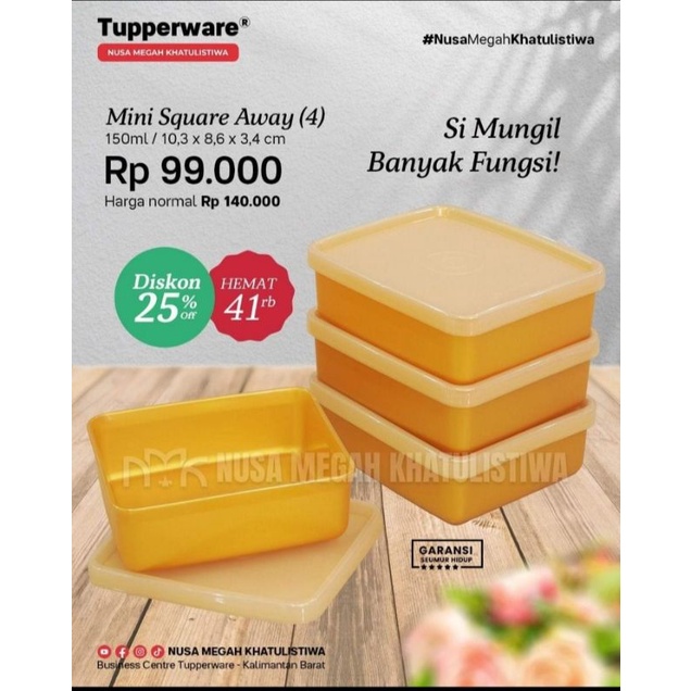 Jual Tupperware mini square away ( 4pcs) | Shopee Indonesia