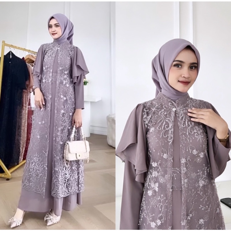Jual Georgina Dress Lebaran Kondangan Inner Belt Outer L XL XXL Premium ...