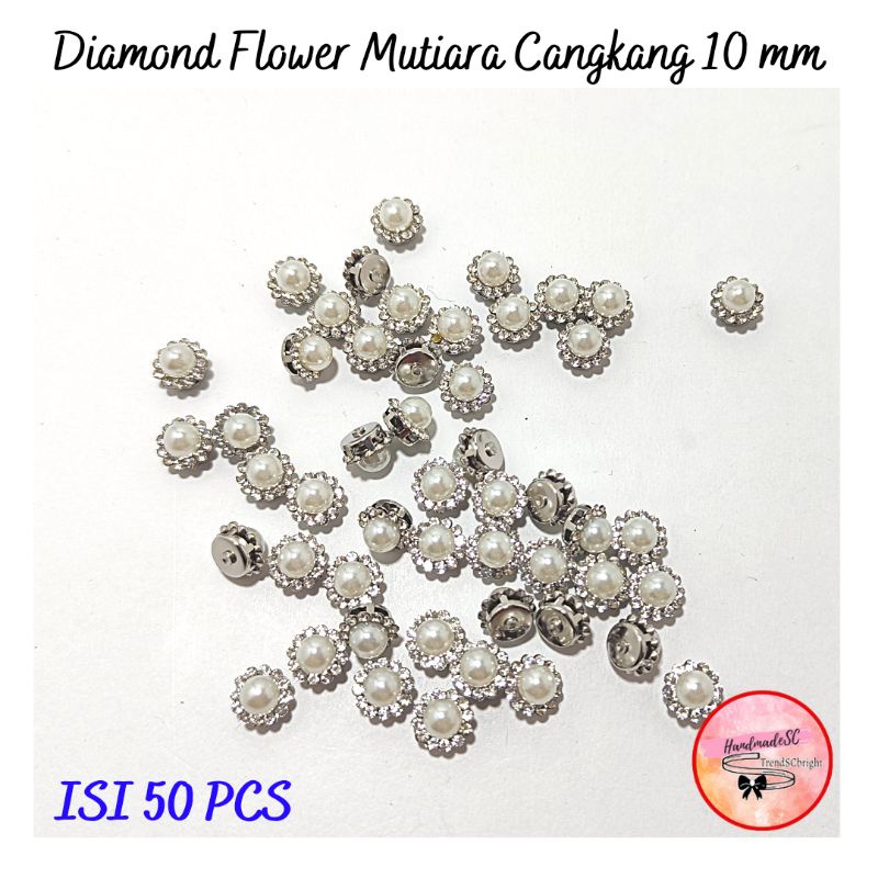 Jual Diamond Berlian Payet Cangkang Mutiara Putih Bunga Matahari Bulat ...