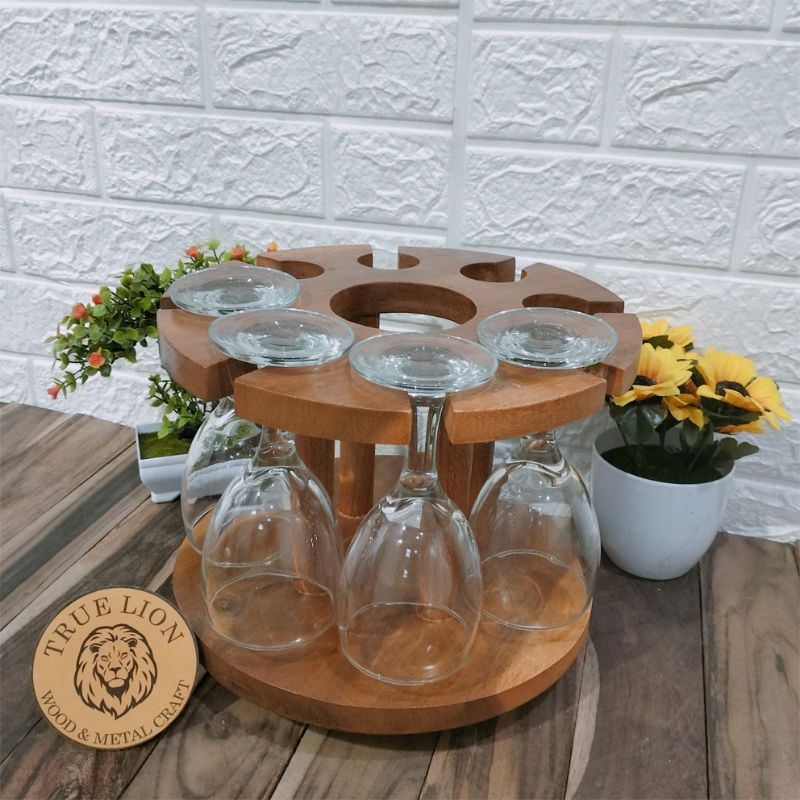Jual STAND GELAS KAYU / RAK GELAS GANTUNG / TEMPAT GELAS WINE 8CUP TRUE LION | Shopee Indonesia