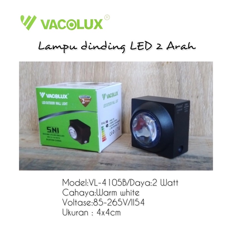 Jual Vacolux Lampu Dinding 2 Arah LED 2 Watt Outdoor VL-4105B | Shopee ...