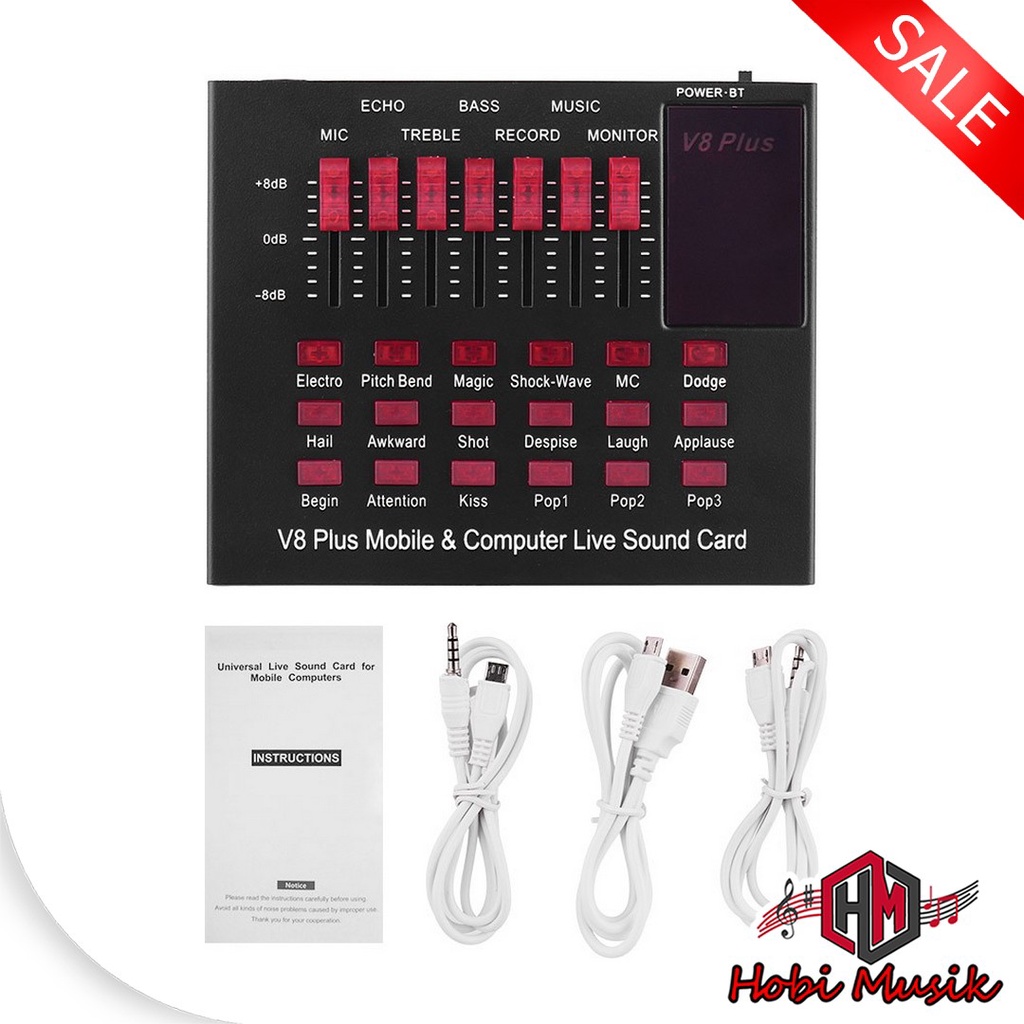 Jual Audio Soundcard V8 Plus USB External Mixer Mini Multi Fungsi With Bluetooth | Shopee Indonesia