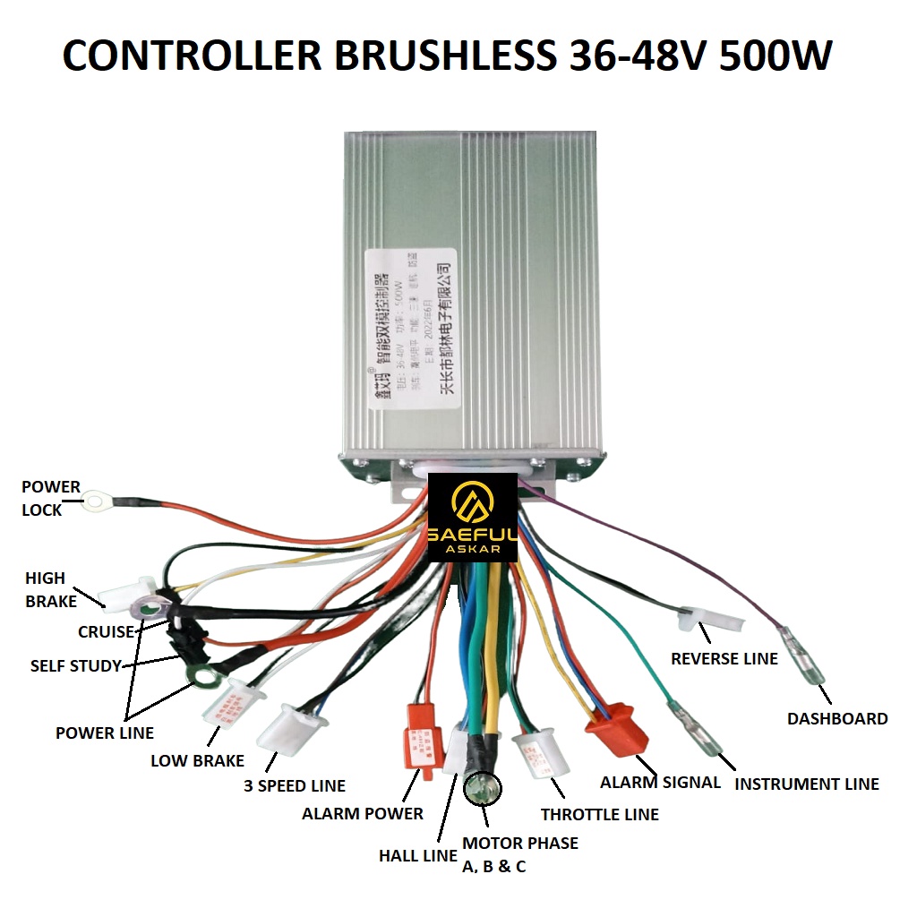 Jual Controller Brushless BLDC Remote Multi 36/48v 500watt Sepeda ...