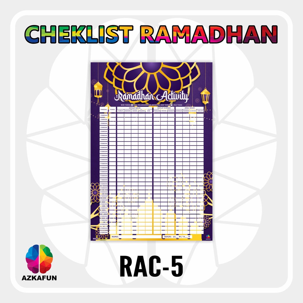 Jual Poster Checklist EDISI RAMADHAN ACTIVITY - Ceklist Aktifitas ...