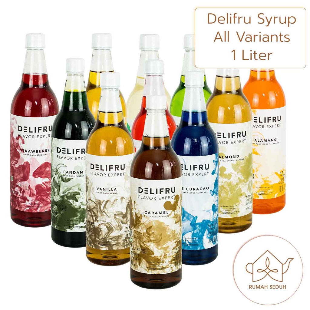 Jual 1L Sirup Delifru : Hazelnut Vanila Raisin Blue Curacao Lychee ...