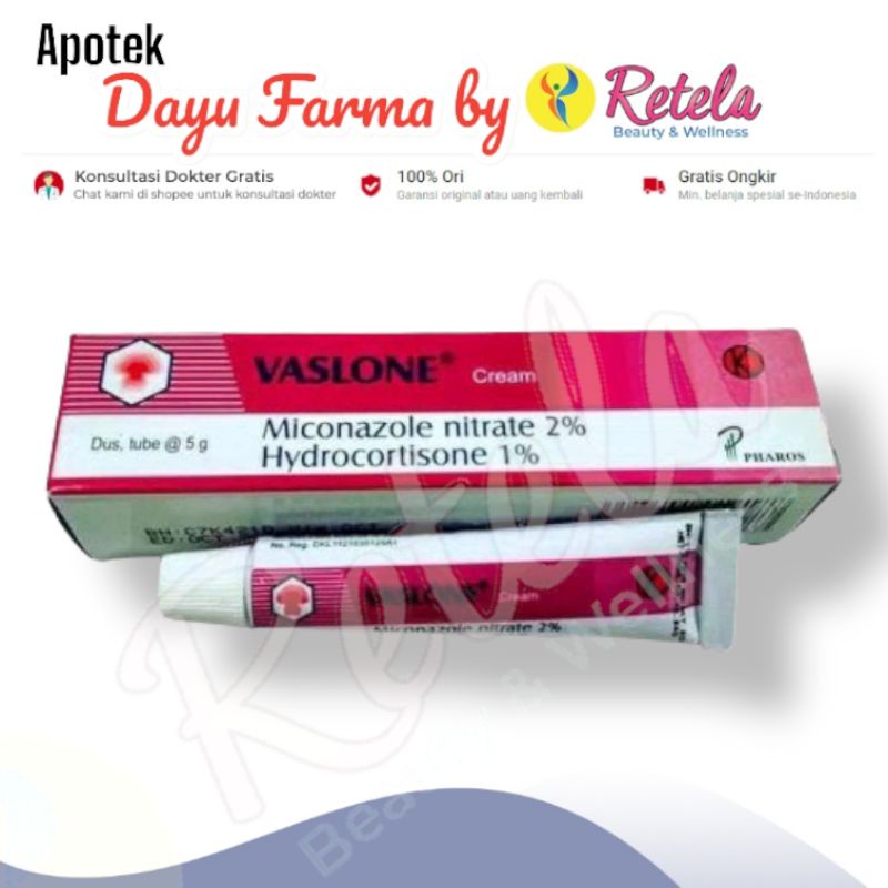 Jual Vaslone Cream 5 gr / Jamur Kulit / Hydrocortison / Miconazole ...