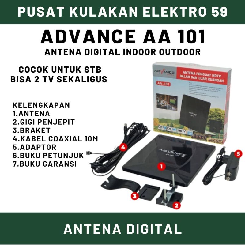 Jual Antena tv digital indoor dan outdoor Advance AA101 super jernih ...