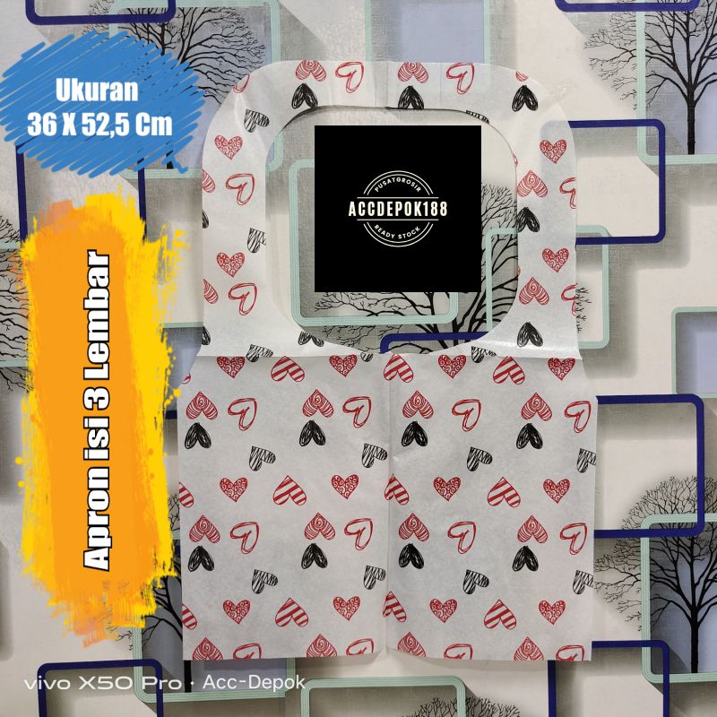 Jual CELEMEK KERTAS MOTIF YUMMY / KORAN / LOVE / ROTI / APRON MG LAM 36 ...