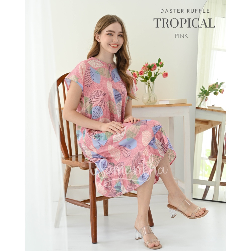 Jual vSamantha - Daster Viral Ruffle Rayon Busui Tropical | Shopee ...